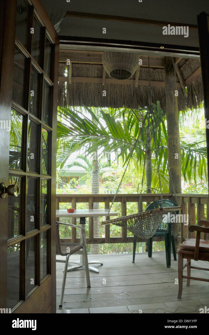 Porch and Garden View from Kuyaba Hotel Veranda on 7-Mile Beach on ...