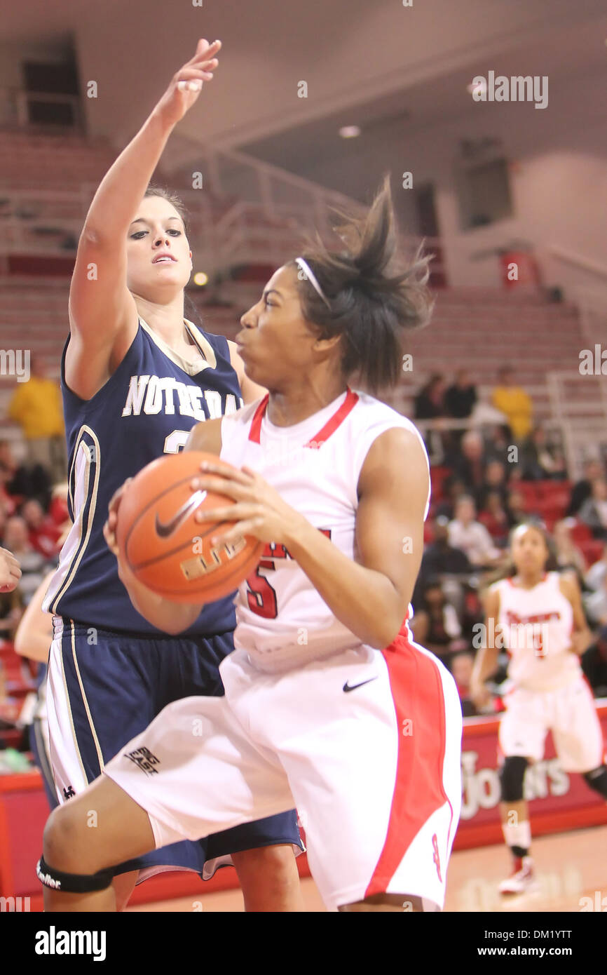 St. John's guard Nadirah McKenith #5 looks to go up while Notre Dame ...