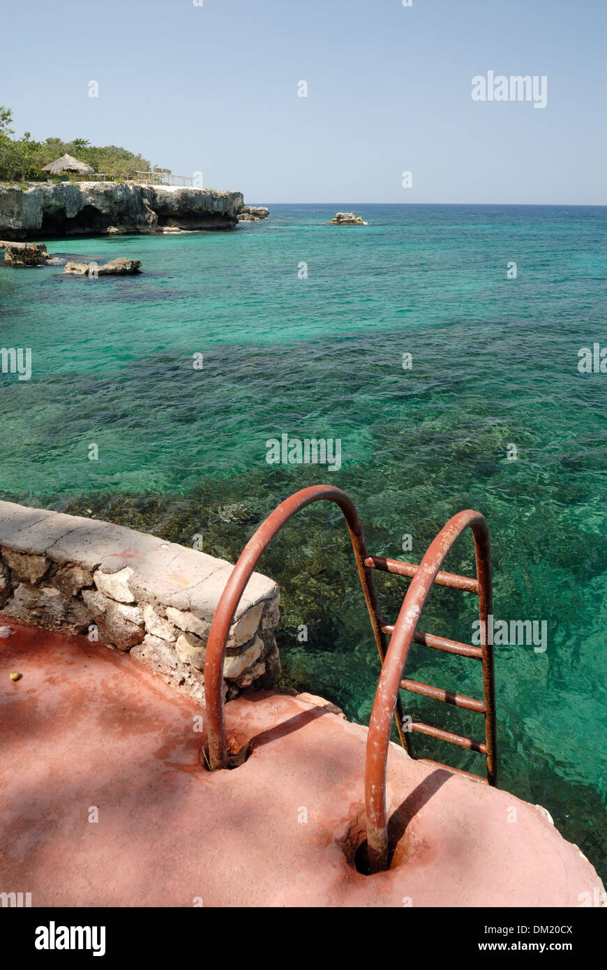 Jumping Point into Sea at Cliffs Near Xtabi Hotel at West End of Negril ...