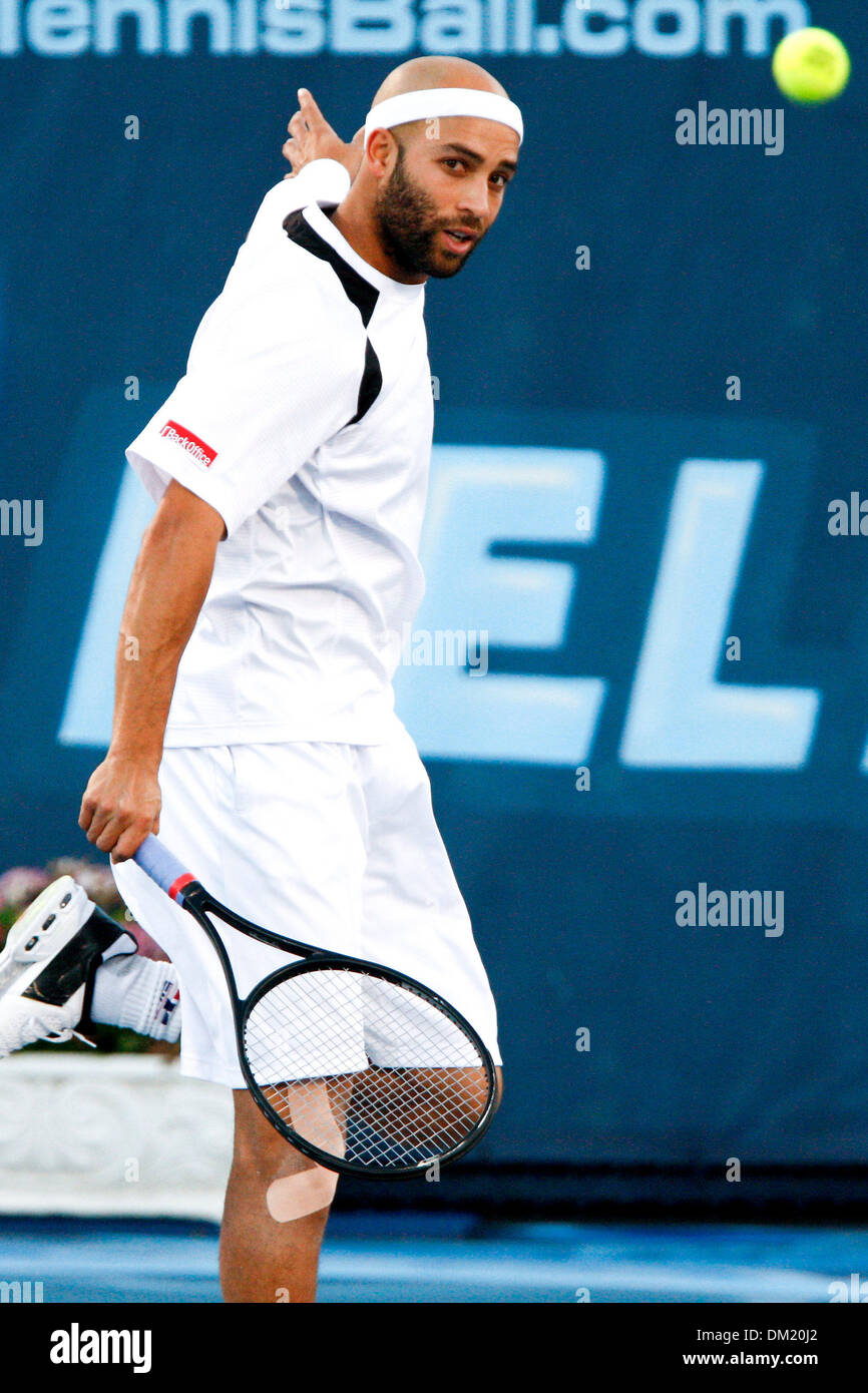 ATP Singles World Tour player James Blake of the USA returns the ball ...