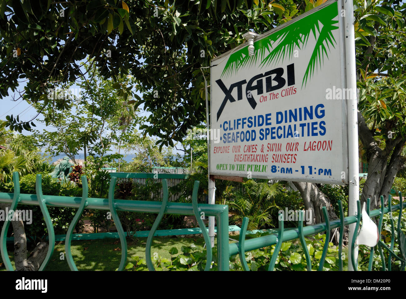 Sign at Roadside for Xtabi Hotel/Restaurant at West End near Negril ...