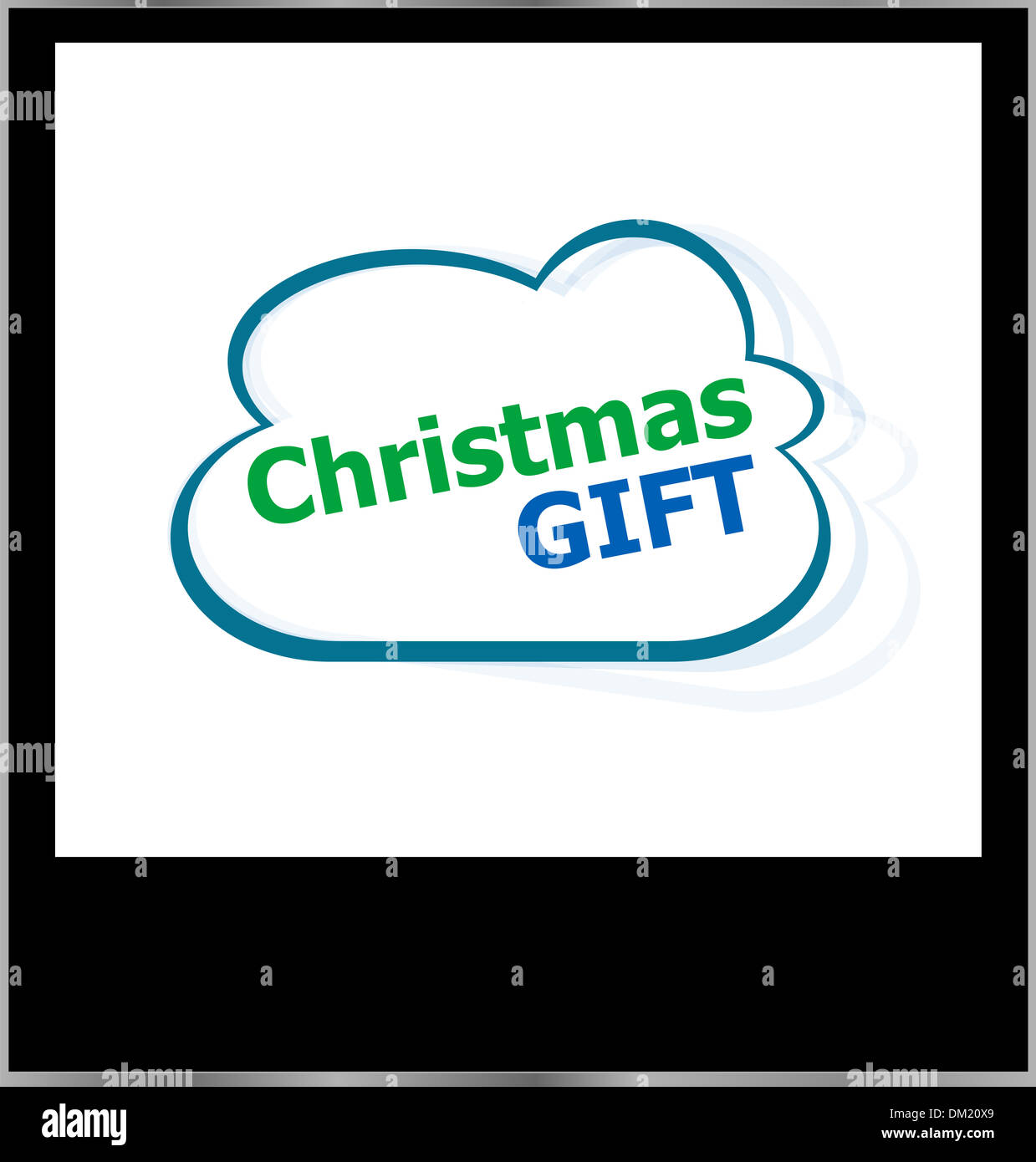 christmas gift word cloud on photo frame, isolated Stock Photo - Alamy