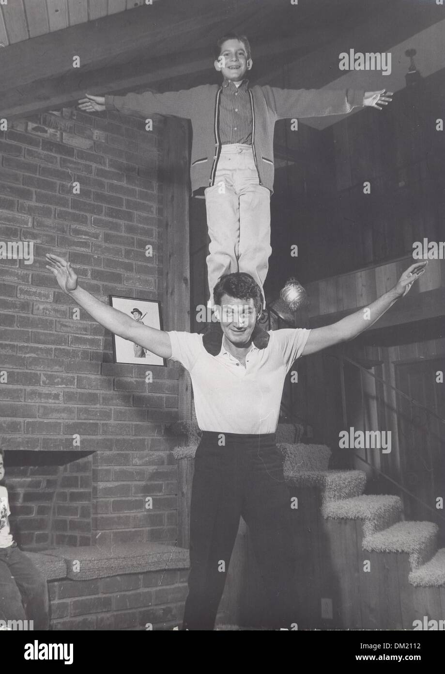 GENE BARRY with son Michael Lewis Barry.Supplied by Photos, inc.(Credit ...