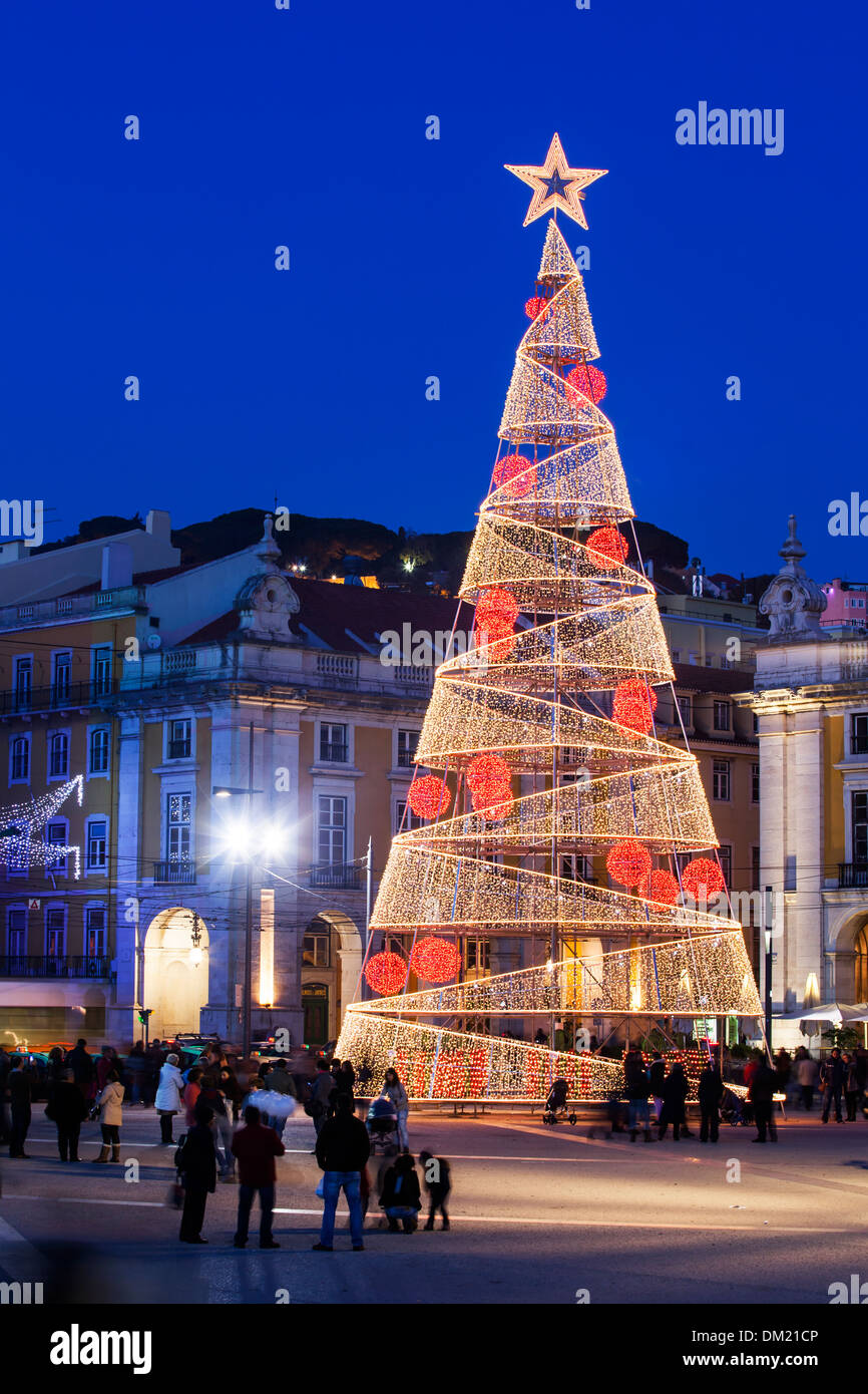 Christmas Tree at Praca do Comercio , Lisbon, Portugal, Europe Stock ...