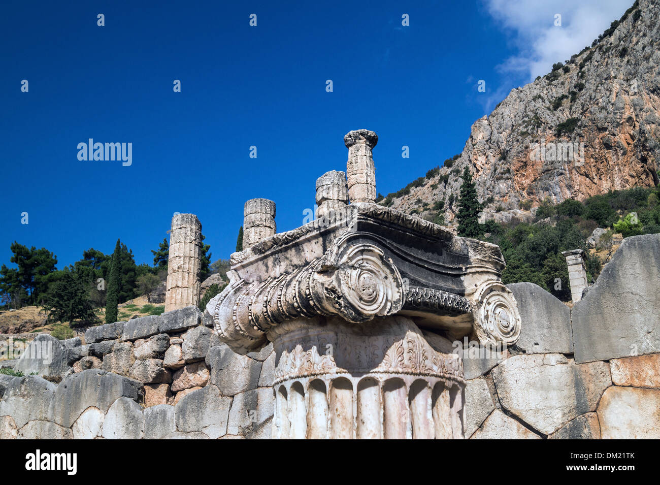 Temple of Apollo at Delphi oracle archaeological site in Greece Stock ...