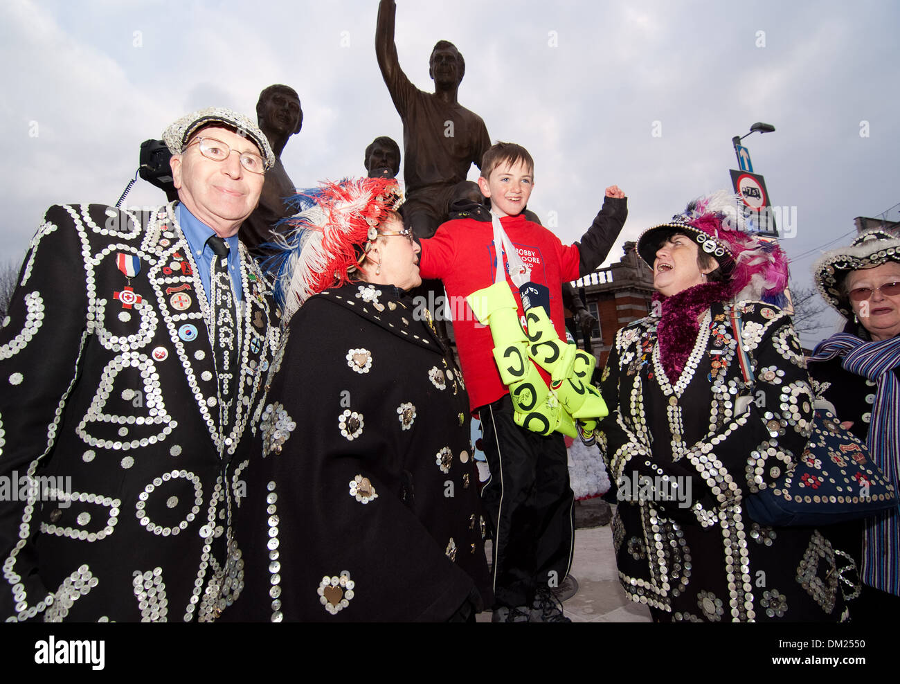 pearly kings and queens join Jonjo Heuerman beside the bobby Moore ...
