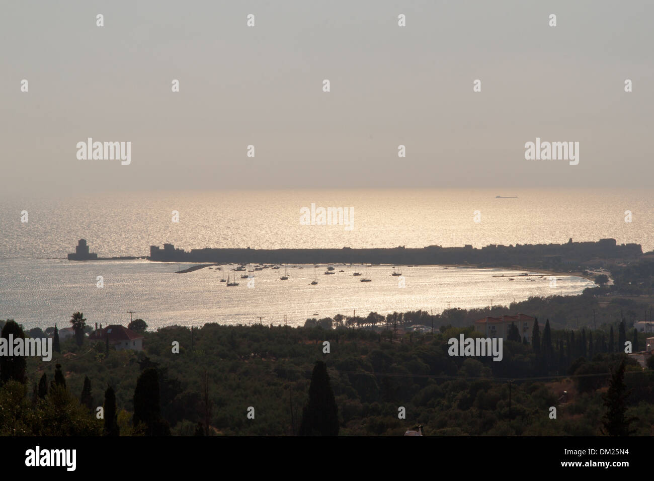Methoni Castle and bay at sunset Stock Photo - Alamy