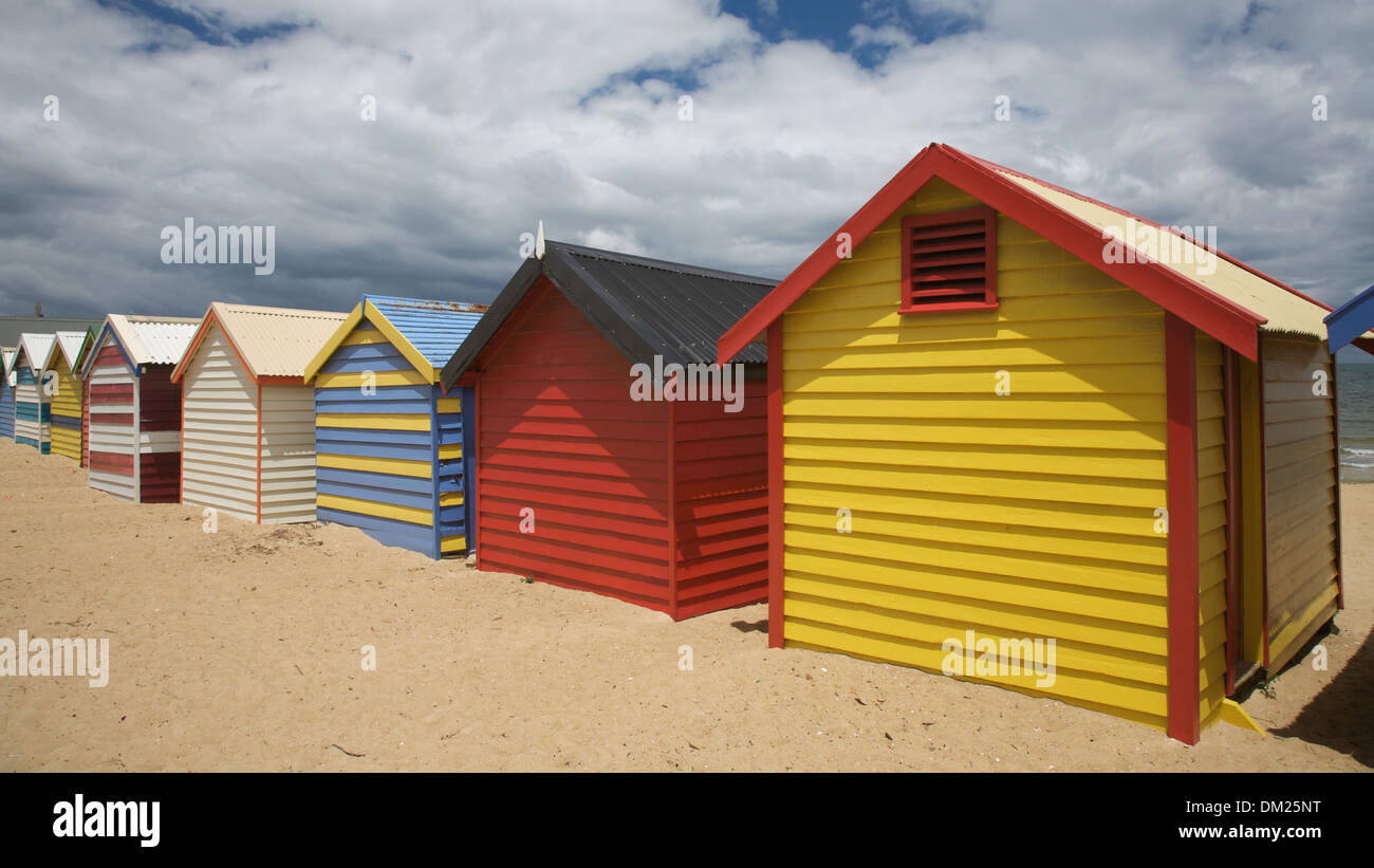 Colorful Beach Huts at Brighton Beach Near Melbourne Australia Stock ...