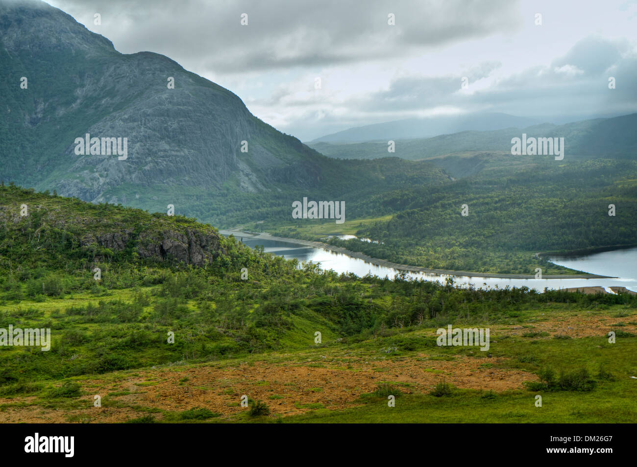 Sun shines down onto the narrows between upper and lower Trout River ...