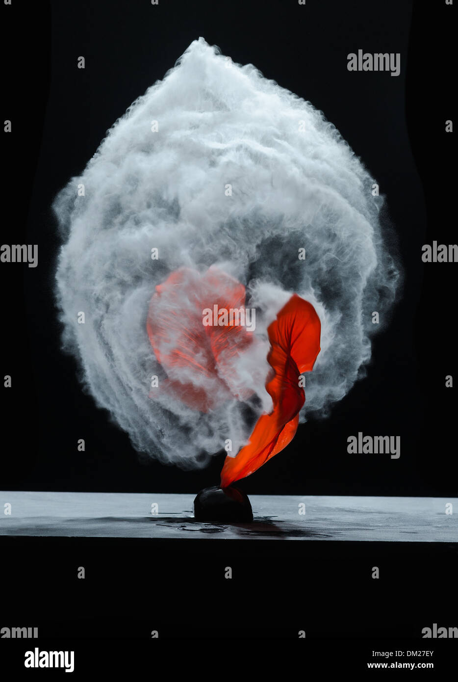 high speed flash capturing bursting balloon and visible sound wave ...