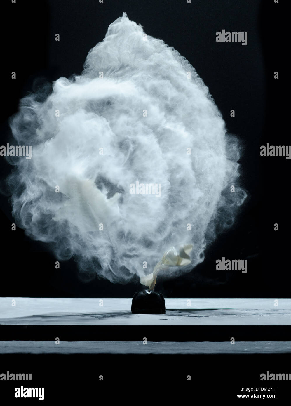 high speed flash capturing bursting balloon and visible sound wave ...