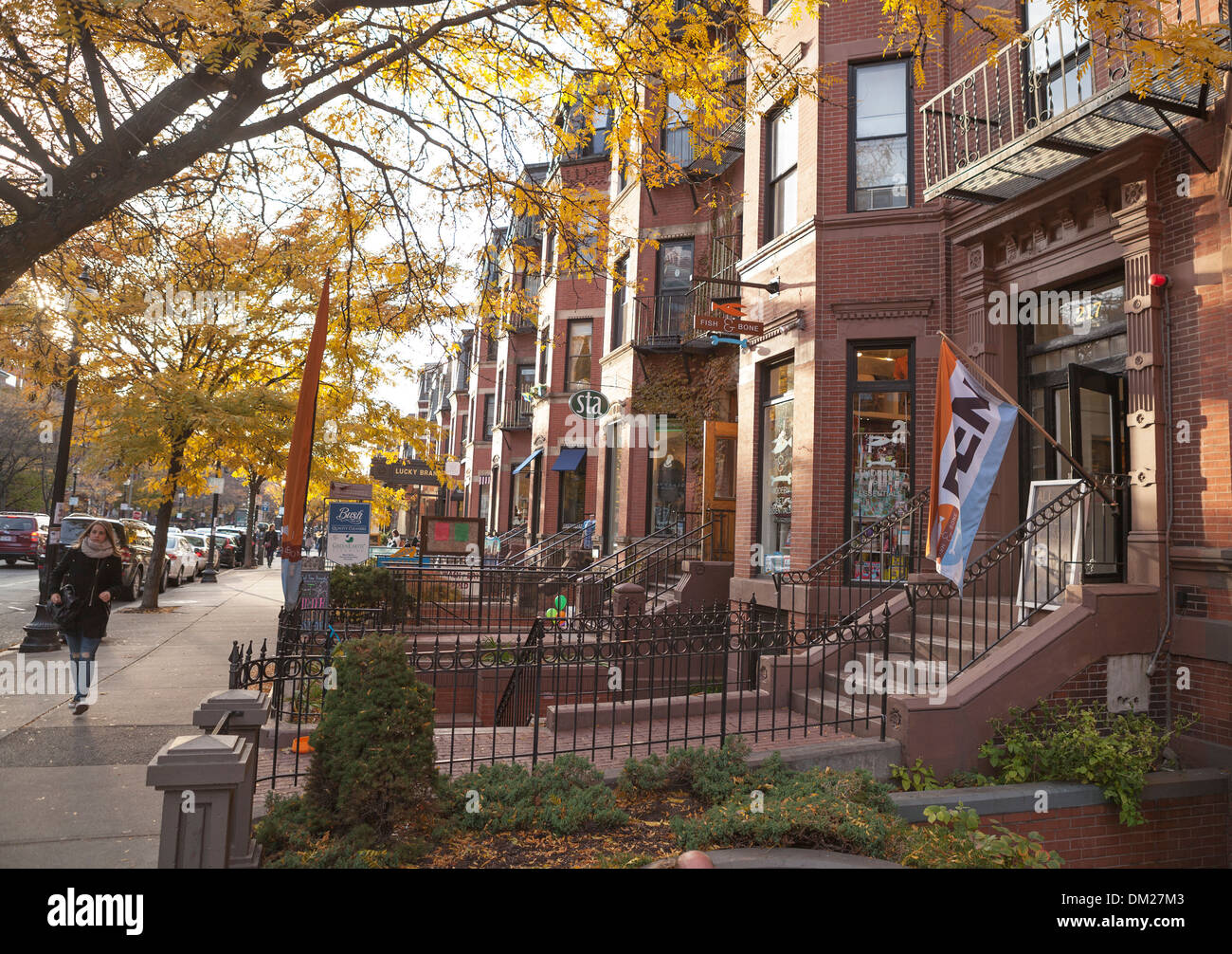 Newbury Street in the Back Bay area of Boston is a vibrant shopping and ...