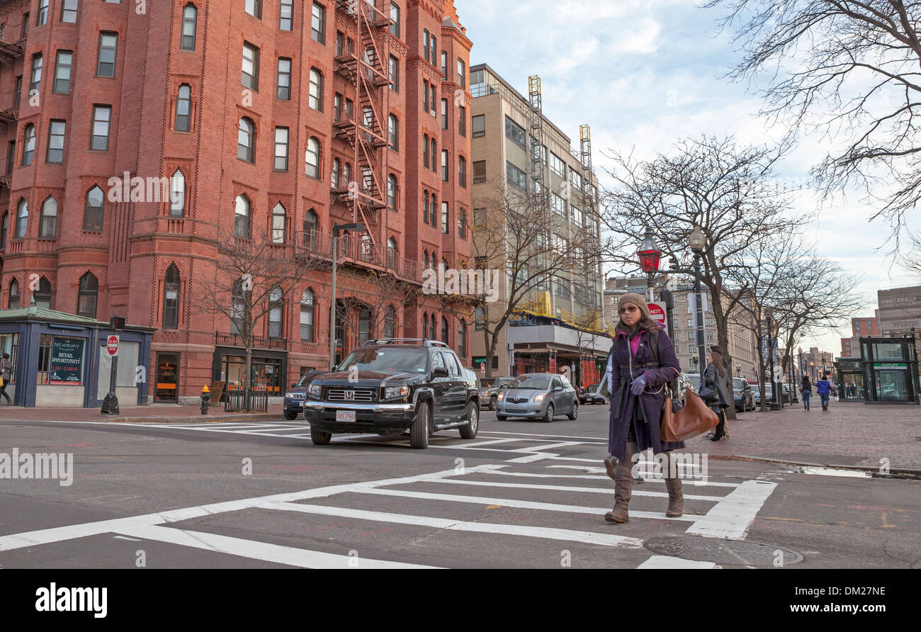 Newbury Street in the Back Bay area of Boston is a vibrant shopping and ...