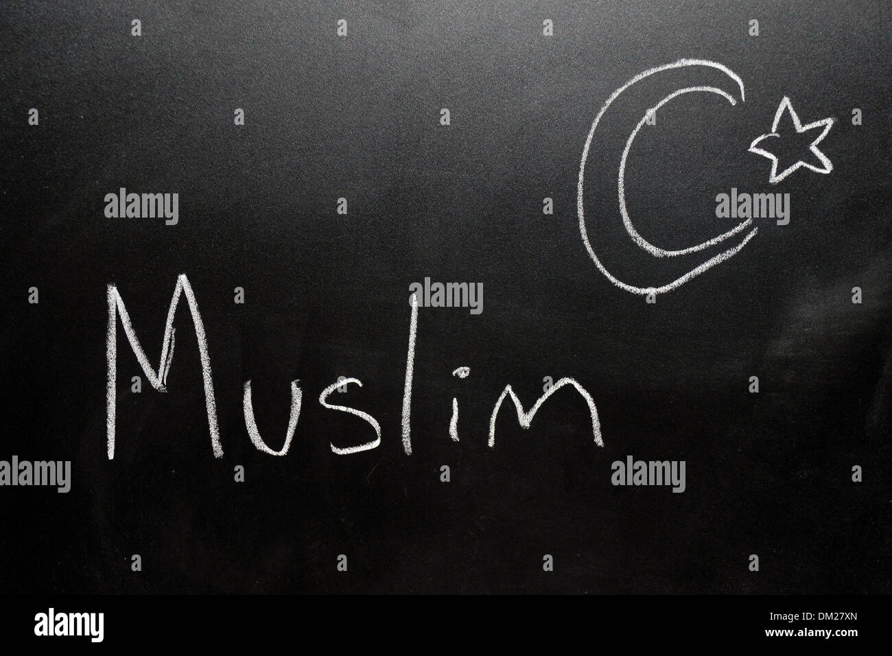 Close up of a blackboard with Muslim written on it in chalk Stock Photo ...