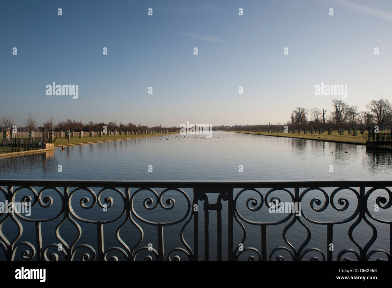 A man made canal at Hampton Court Palace, England, once home to ...