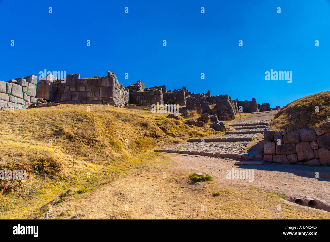 Inca Wall in SAQSAYWAMAN Peru South America. Example of polygonal ...