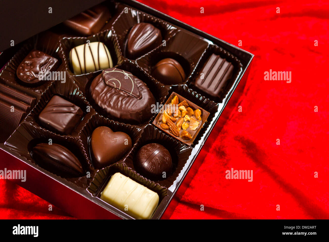 Gourmet chocolates in a square box Stock Photo - Alamy