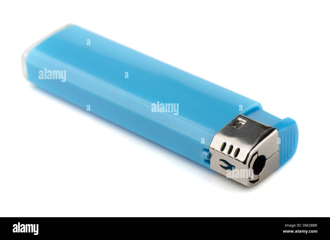 Blue plastic lighter isolated on white Stock Photo - Alamy