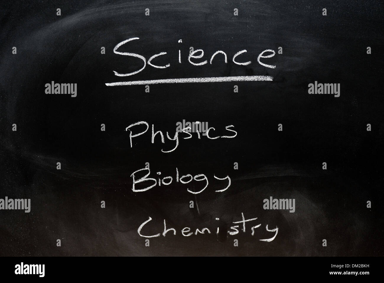 Close up of a blackboard with Science written on it in chalk Stock ...