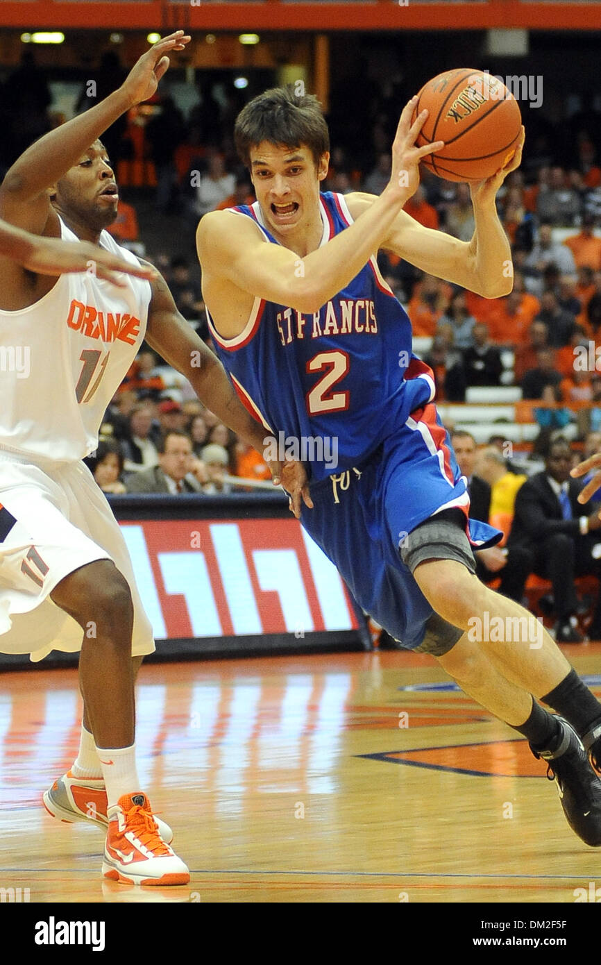 St. Francis (NY) guard/forward Stefan Perunicic (2) drives to the hoop ...