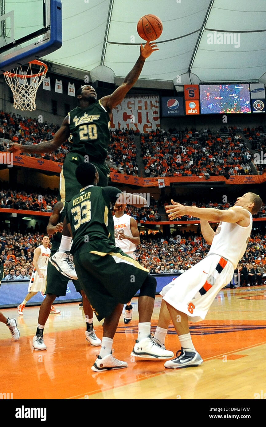 South Florida guard Dominique Jones (20) blocks the shot by Syracuse ...