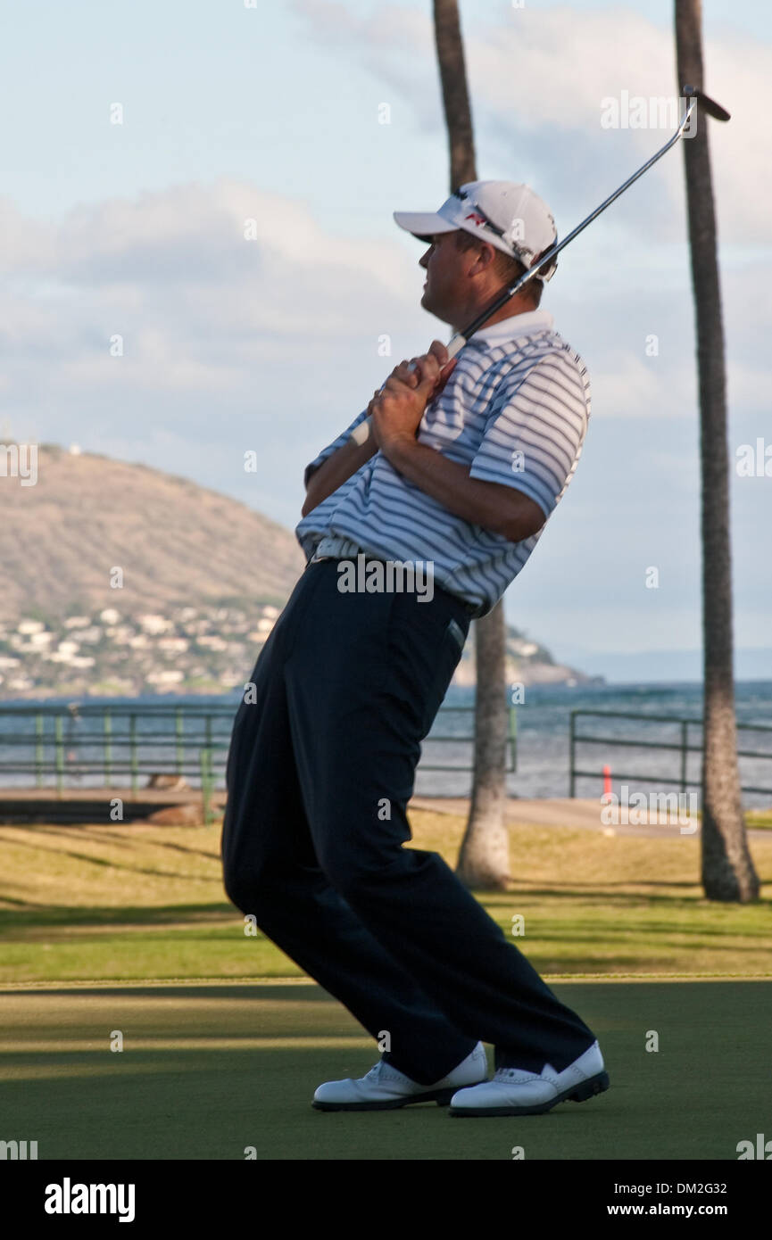 Ryan Palmer after narrowly missing is putt on the 17th green. The final ...