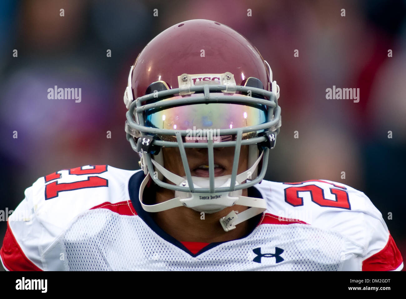 Under Armour Senior Bowl; USC wide defensive back Taylor Mays runs onto ...