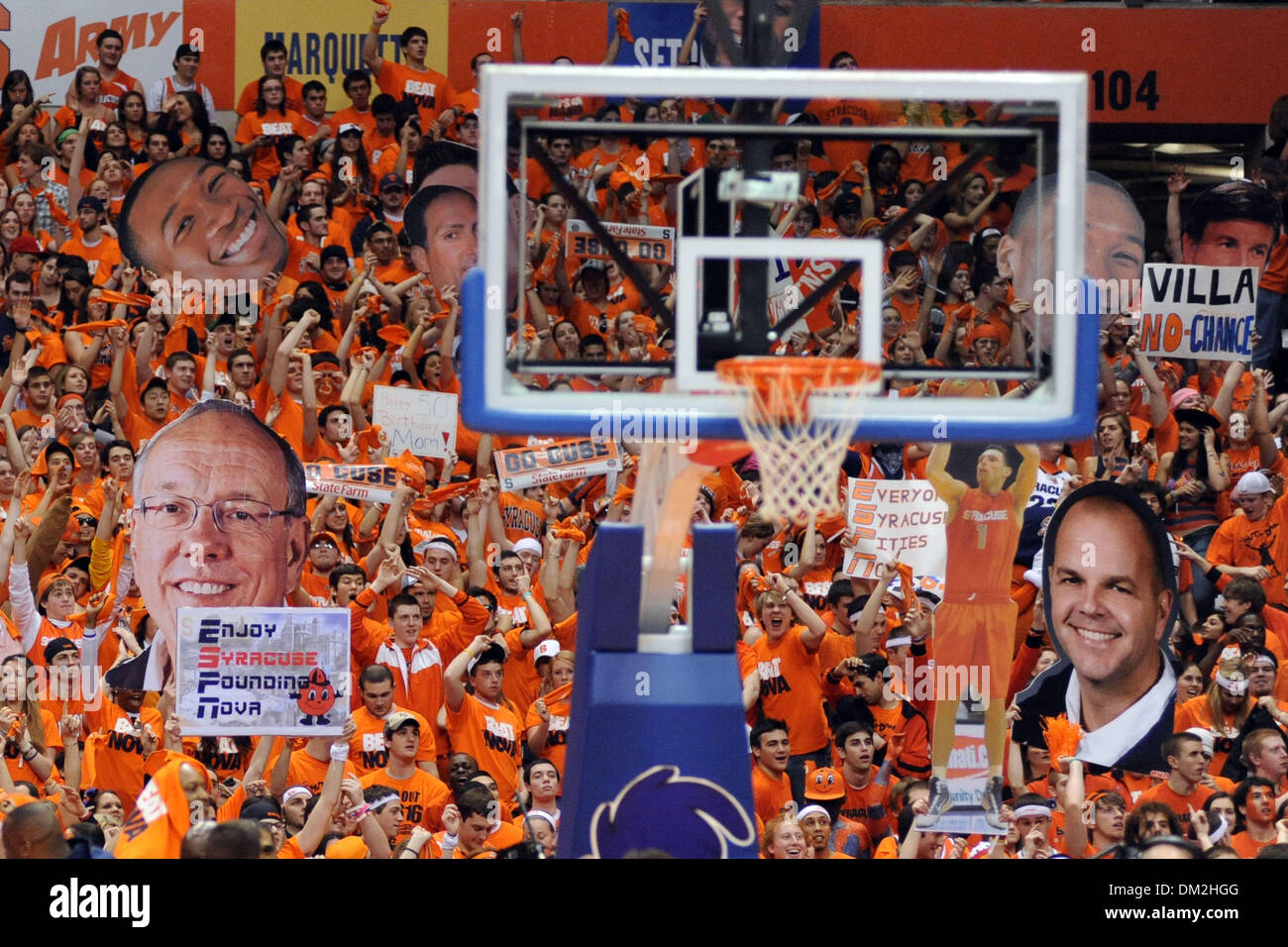 The Syracuse student section waves banners during a second half time ...