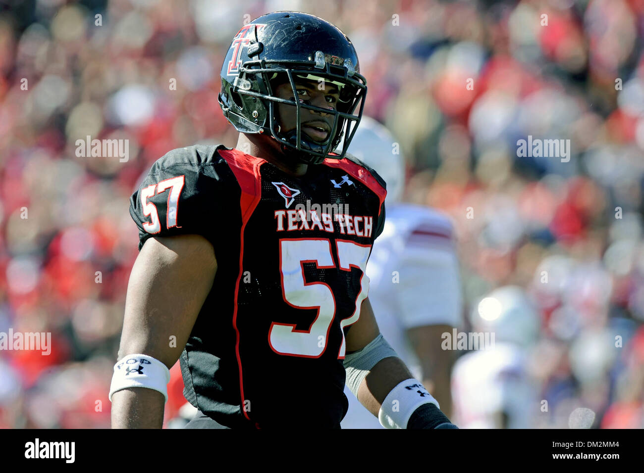 Texas Tech LB Brian Duncan looks at the student section after a great ...