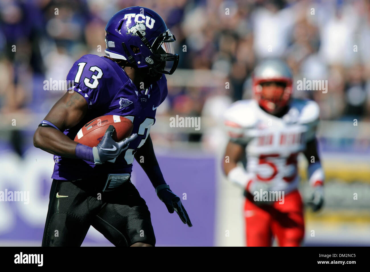 TCU WR Antoine Hicks (13) makes a 62 yard touchdown reception as the ...