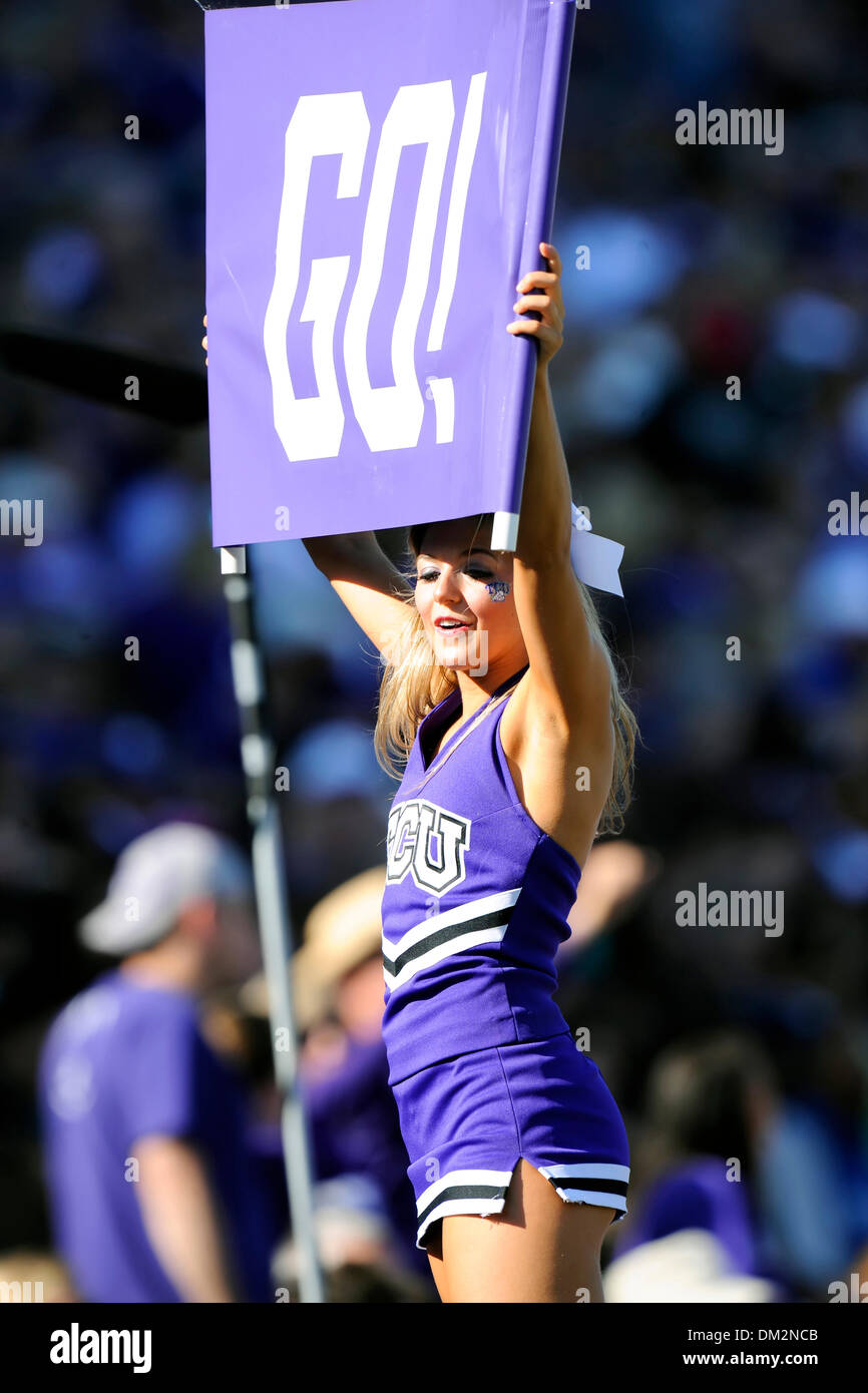 TCU cheerleaders cheering on as the New Mexico Lobos plays the #4 TCU ...