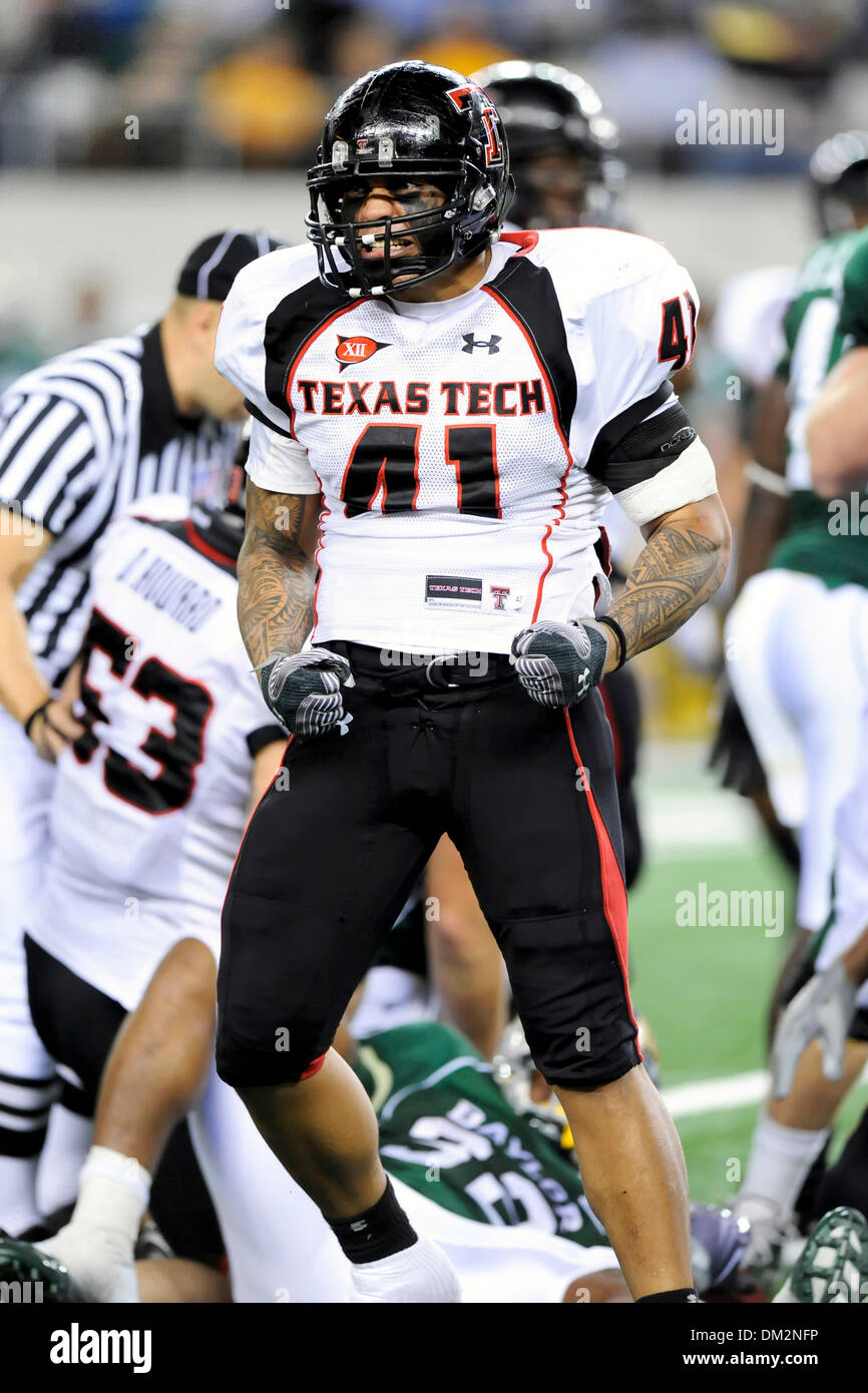 Texas Tech LB Sam Fohoko fires up the sidelines as the Baylor Bears and ...