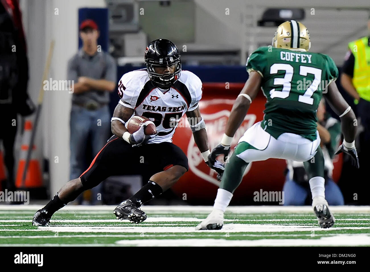 Texas Tech RB Baron Batch (25) looks to slip past LB Elliot Coffey (37 ...