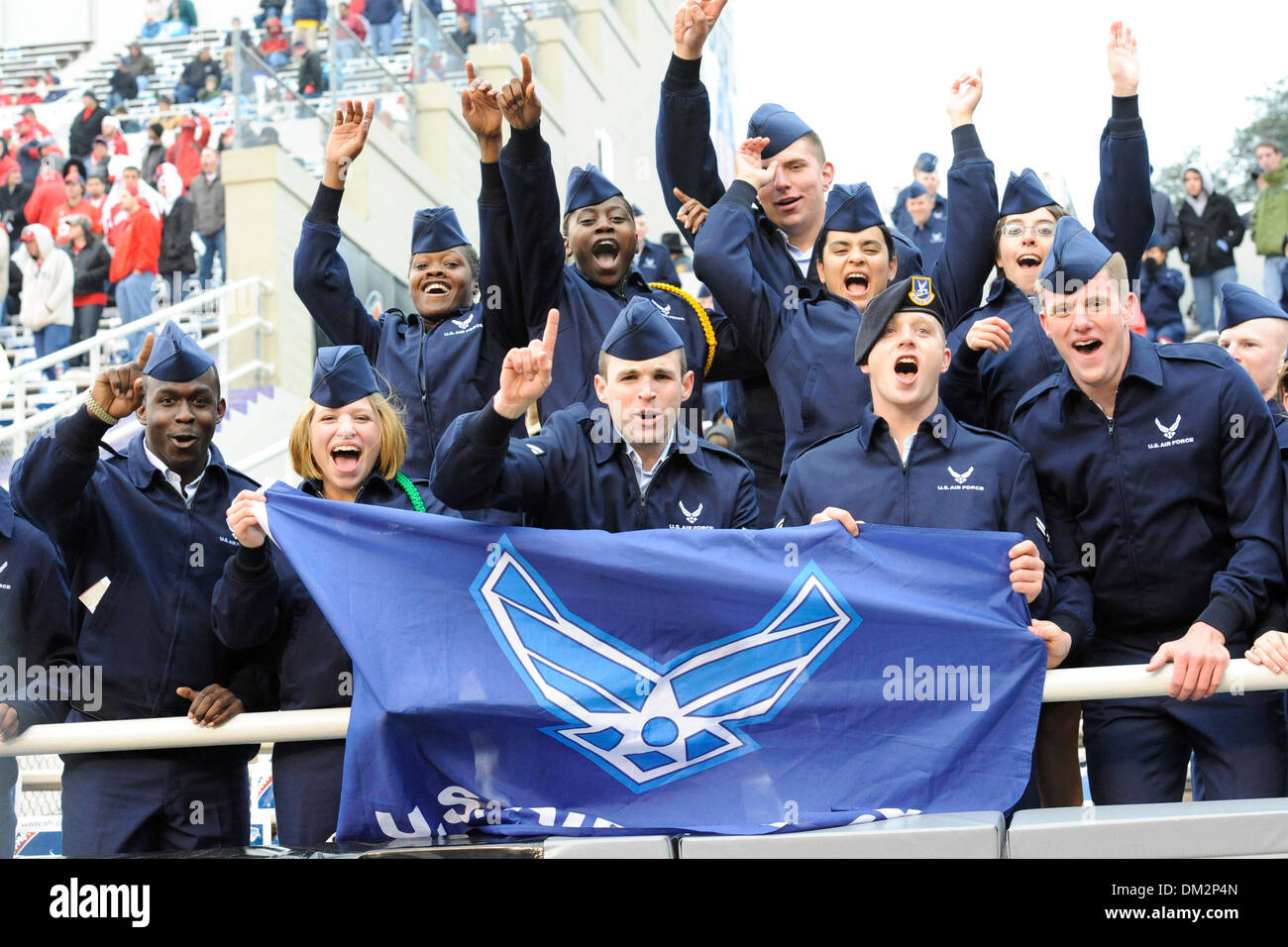Air Force cadets cheer on their Falcons in the game between #25 Houston ...