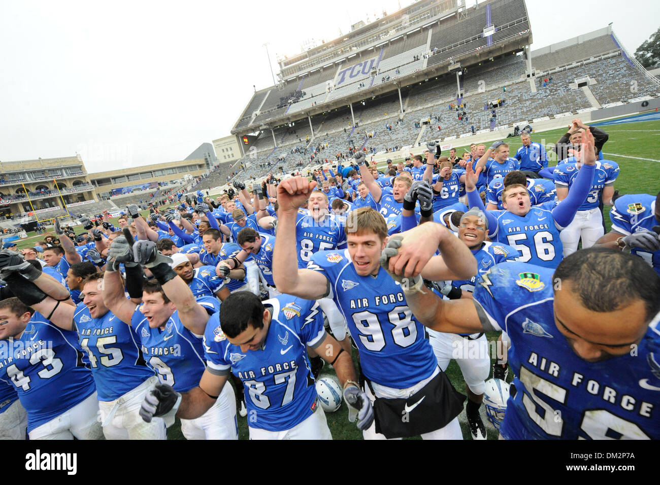 The Falcons team celebrates their team victory in the game between #25 ...