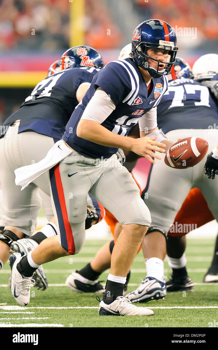 Mississippi quarterback Nathan Stanley (12) looks to hand off the ball ...