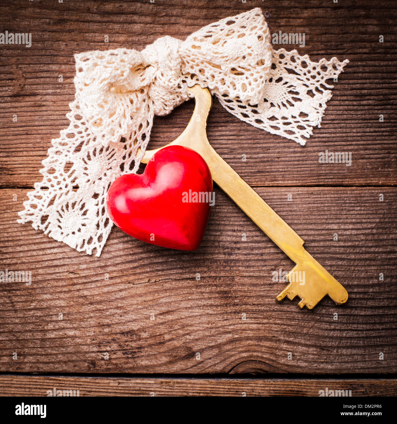 Old intage key and red heart. Key of my heart concept. Valentine's day ...