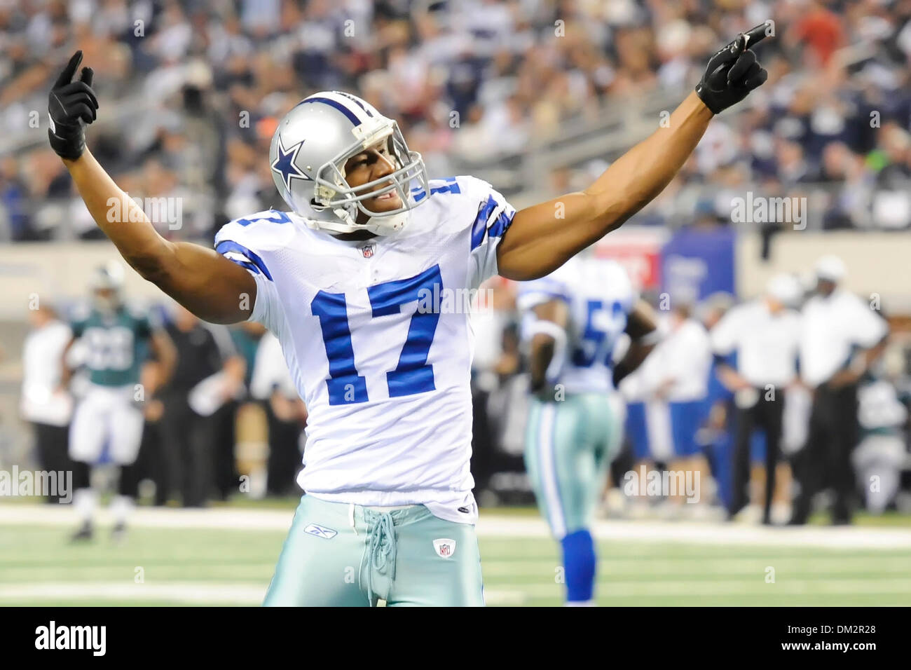 Dallas Cowboys wide receiver Sam Hurd (17) pumps up the crowd in first ...