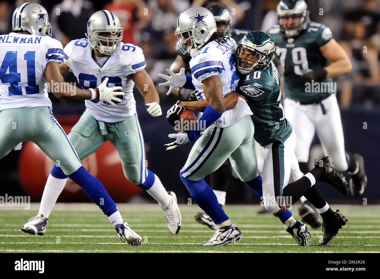 Dallas Cowboys cornerback Mike Jenkins (21) makes the interception then ...