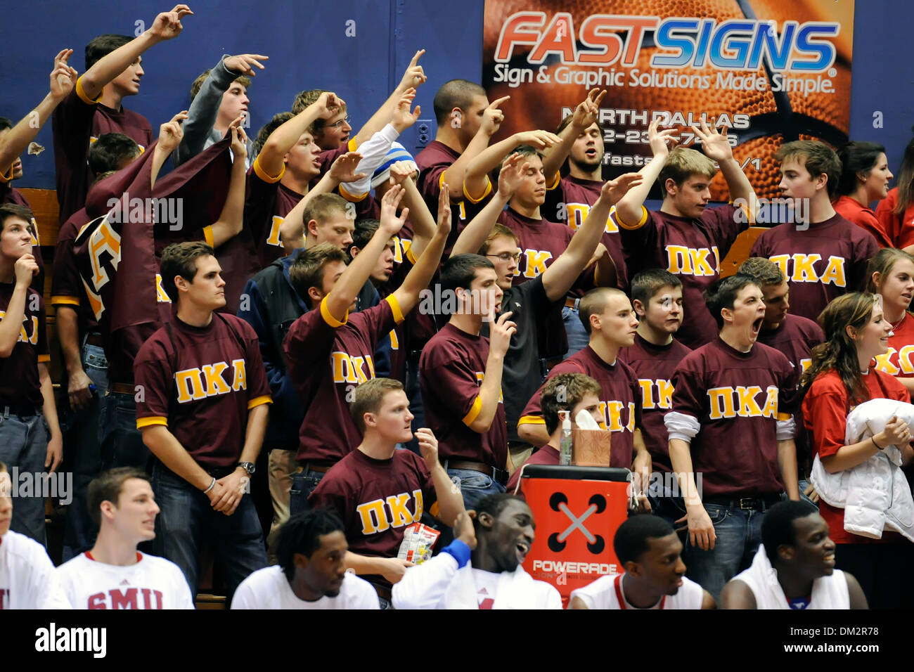 Members of the SMU student section cheering as the UCF Knights take on ...