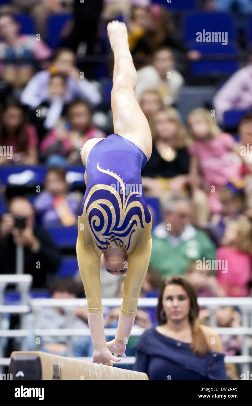 Alabama at LSU; LSU gymnast Summer Hubbard performs on the balance beam ...