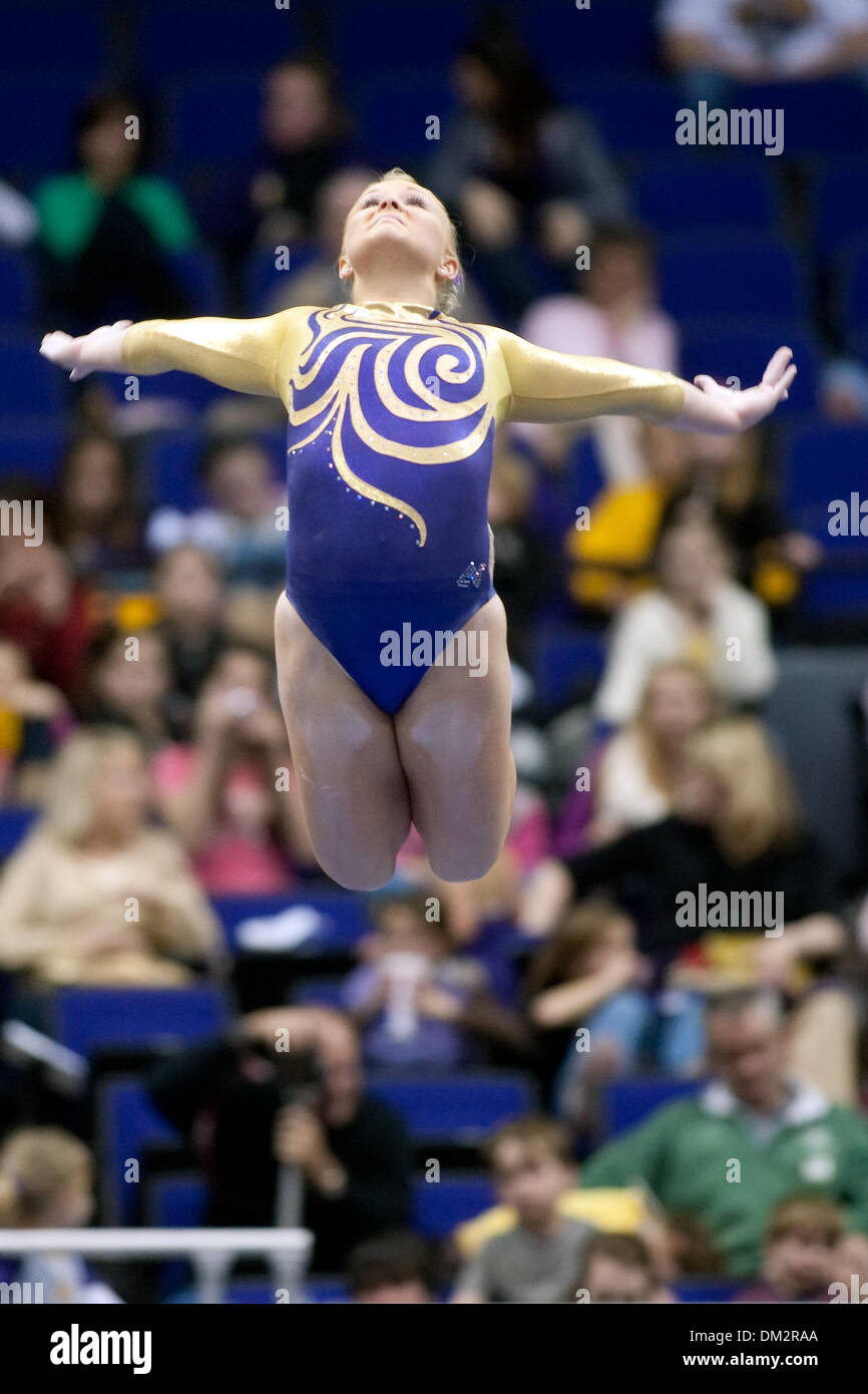 Alabama at LSU; LSU gymnast Summer Hubbard performs on the balance beam ...