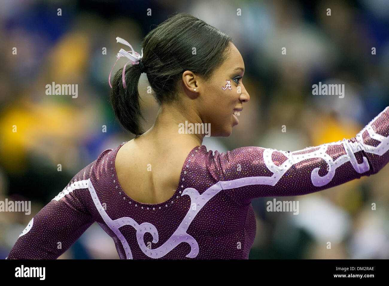 Alabama at LSU; Alabama's Morgan Dennis performs the floor exercise ...