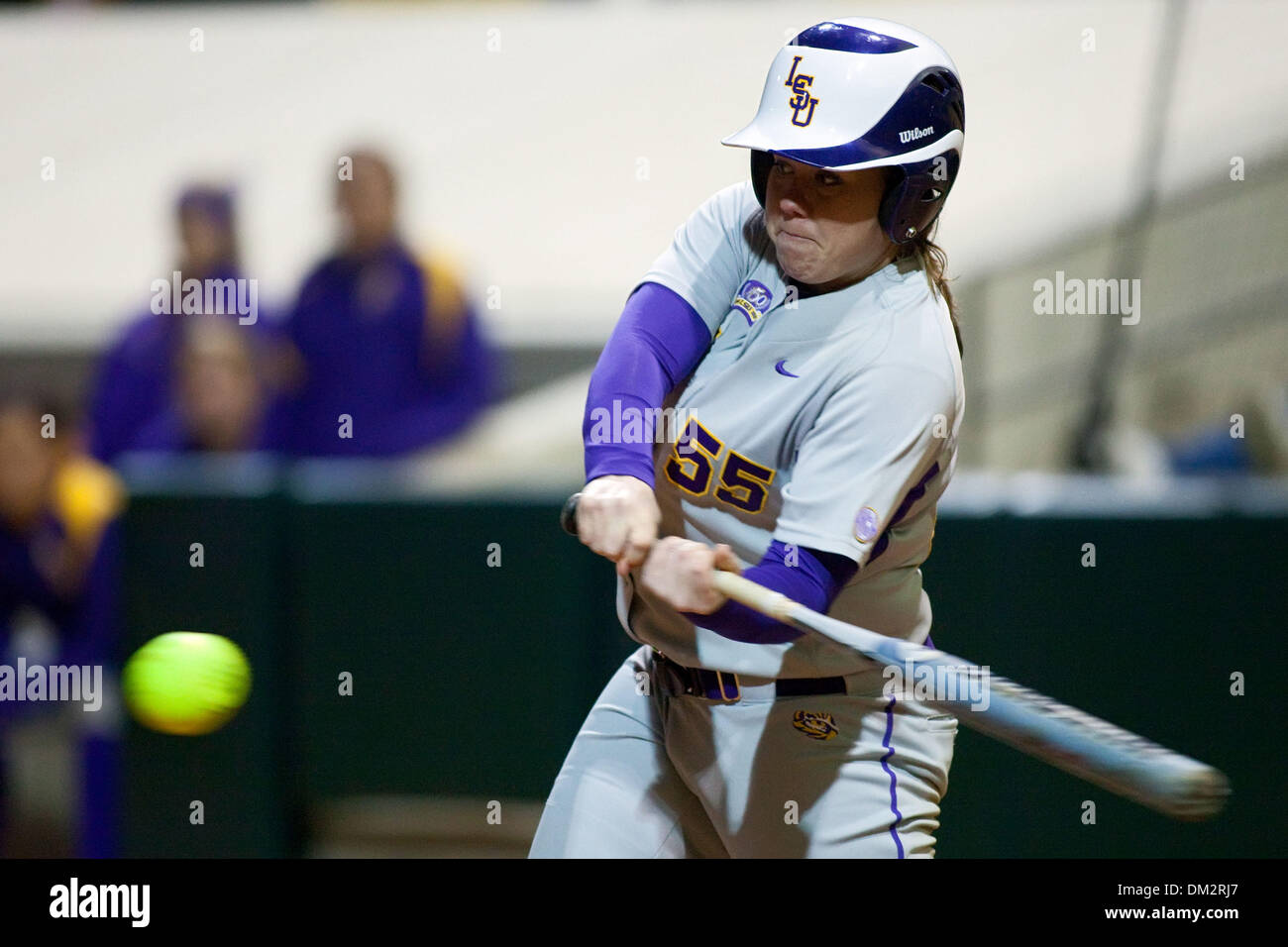 Louisiana-Monroe at LSU; LSU outfielder Rachel Mitchell connects with a ...