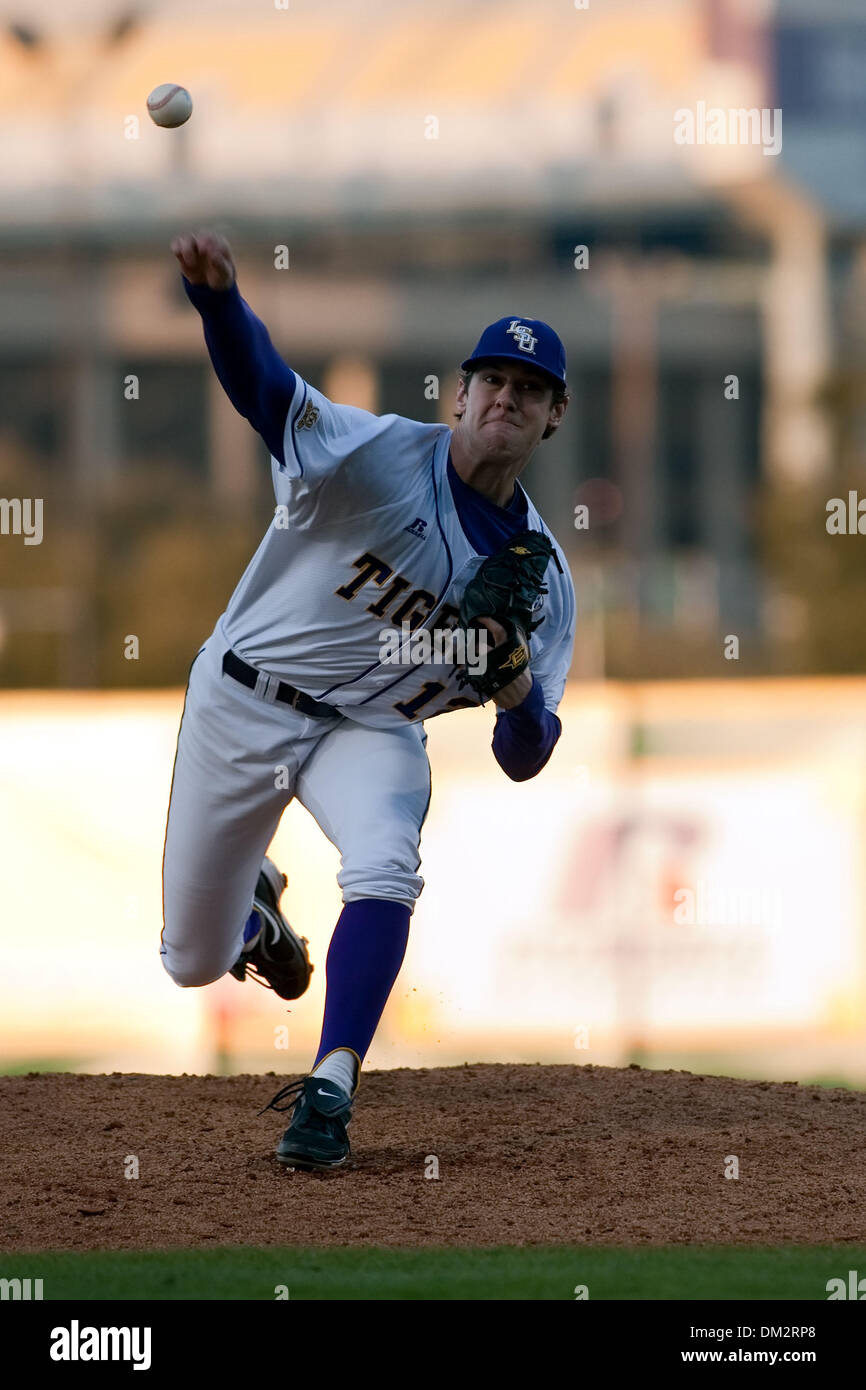 Centenary at LSU; LSU pitcher Austin Ross (12) throws a pitch during a ...