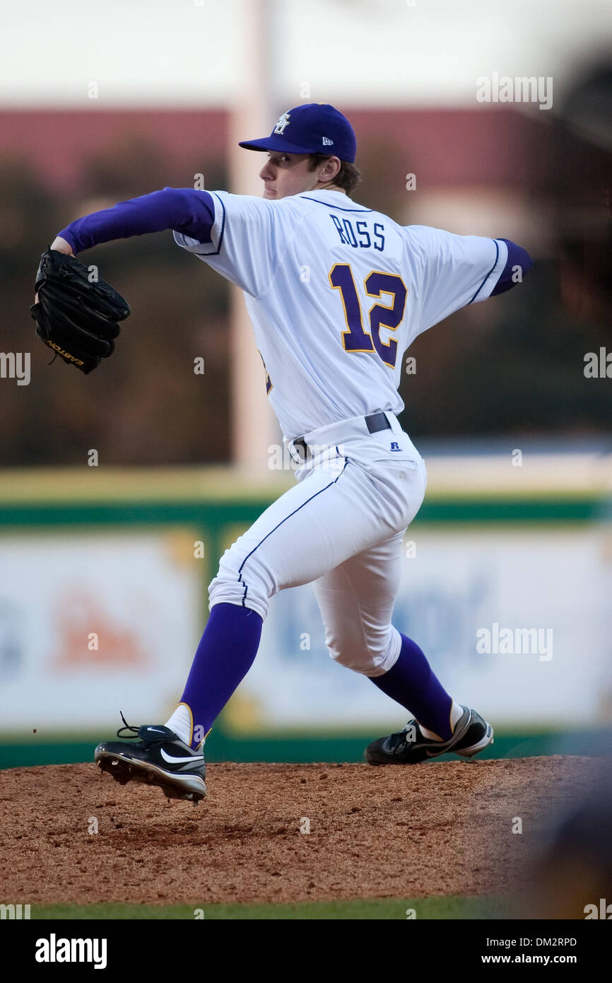 Centenary at LSU; LSU pitcher Austin Ross (12) throws a pitch during a ...