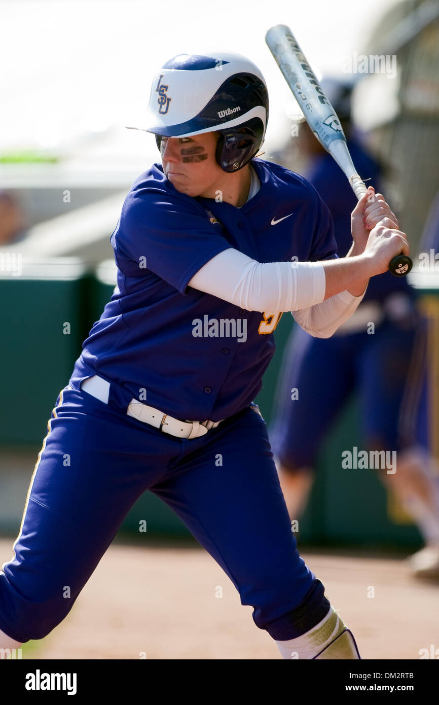 Michigan at LSU; LSU outfielder Jackie Victoriano bats during a game ...