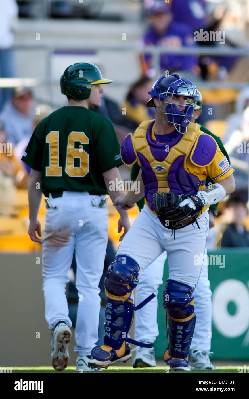 William & Mary at LSU; LSU catcher Micah Gibbs (33) tags Jackson Shaver ...