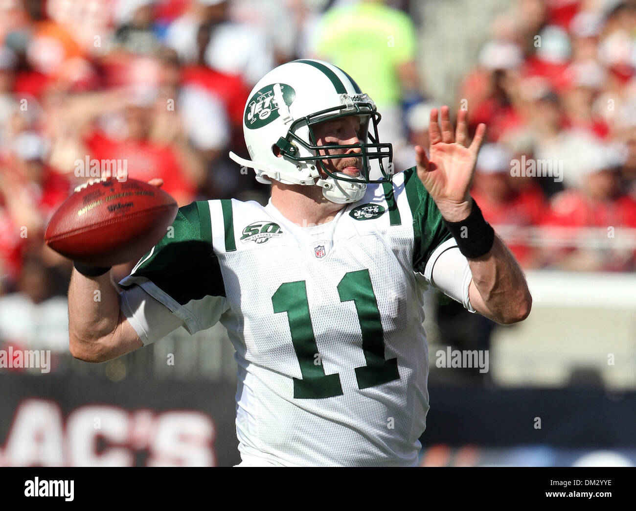 New York Jets quarterback Kellen Clemens (11) drops back for a pass ...