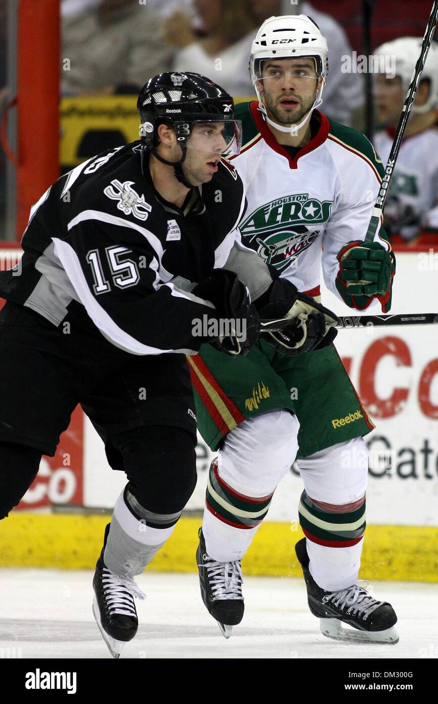 San Antonio Rampage Right Wing Matt Watkins (15) hustles after the puck ...